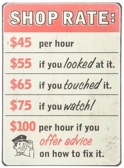 Amazon.com: Vintage Style Automotive Garage SHOP RATE $$$ Per Hour ...