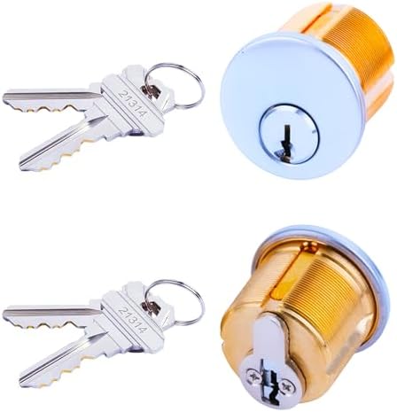 2Pcs Brass Mortise Door Cylinder Locks Keyed Alike with 4 SC Keyway ...