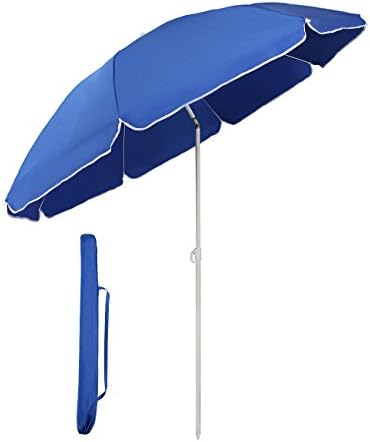AMMSUN 6.5ft Twice Folded Portable Beach Umbrella with Sand Anchor ...
