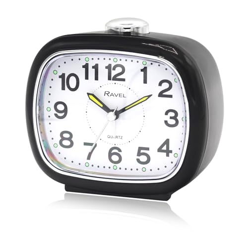 Ravel – Midsize Bedside Alarm Clock with Beep and Bell Alarm – Analogue ...
