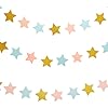 Amazon.com: WEVEN Pink Blue Gold Star Garland Glitter Paper Streamers ...