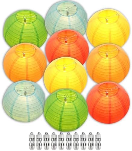 DazzLiteer 12pcs Colorful Paper Lanterns with LED Light, Decorations ...