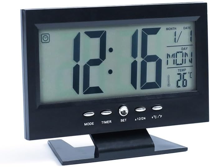 EVISTR Digital Alarm Clock Battery Powered - Bedside Sound-activated ...
