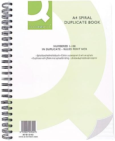Q-Connect Feint Ruled Wirebound Duplicate Book A4 , 305 x 228 mm ...