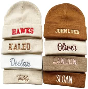 Custom Embroidered Knit Beanie Cap, Black Beanie, Custom Text Stitching ...