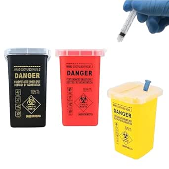 3 Pack 1 Quart Sharp Containers Needle Disposal Container, Biohazard ...