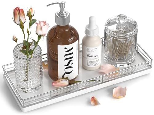 Amazon.com: Virvia Vanity Tray Luxury Bathroom Counter Tray Glass ...