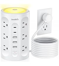 Amazon.com: Power Strip Tower with Night Light, Surge Protector Tower ...