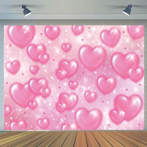 Amazon.com : CYLYH 8x6FT Pink Heart Photo Backdrop 90s Background Sweet ...