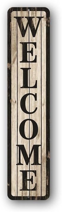 Amazon.com: 4"x18" Vertical Wood Style Welcome Sign | Faux Wood Vintage ...