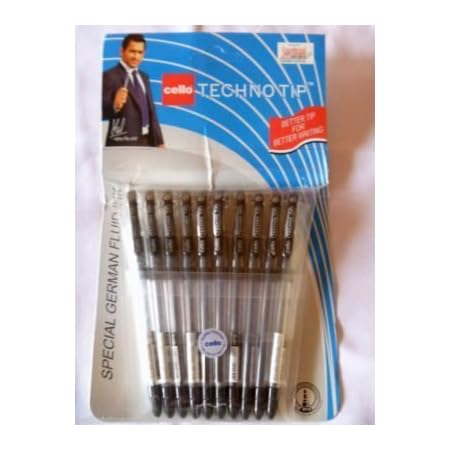 Cello Technotip Ball Pen Set - Pack of 10 (Black) : Amazon.co.uk ...