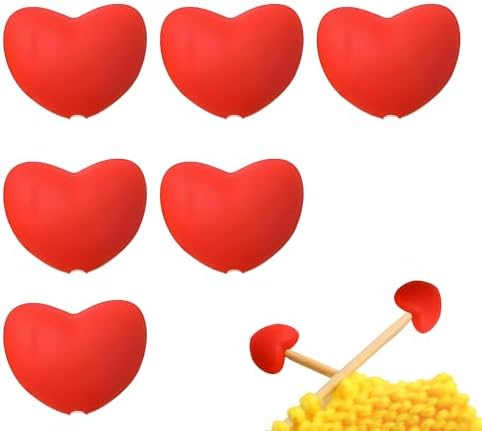 6PCS Heart-Shaped Knitting Needle Stoppers, Cute Silicone Knit Needles ...