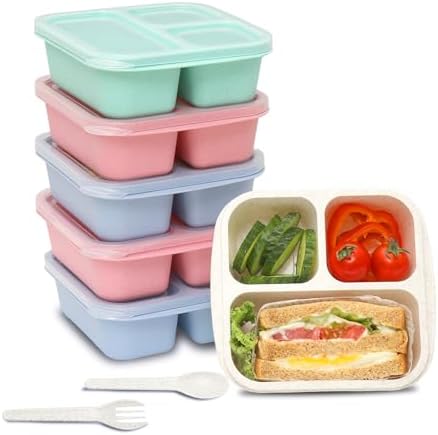 Amazon.com: CIGENBON Bento Snack Boxes 4 Pack, Reusable Bento Boxes Kids with 4 Compartments ...