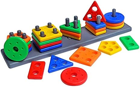 Buy Mr.Variya Plastic Geometric Stacker Shape Sorter Blocks,Educational ...