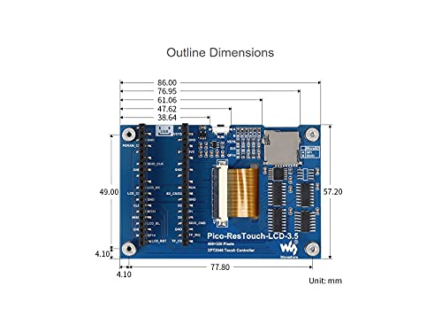 Waveshare 3.5inch Touch Display Module for Raspberry Pi Pico 65K Colors ...