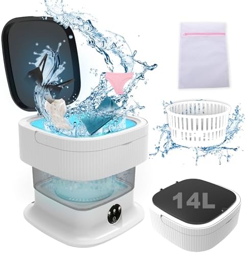 Portable Washing Machine, 15L 2.2kg 2 in 1 Mini Washing Machine with ...
