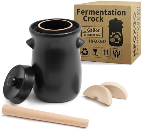Amazon.com: Fermentation Crock 3.8Liter/1 Gallon Stoneware Pot for ...