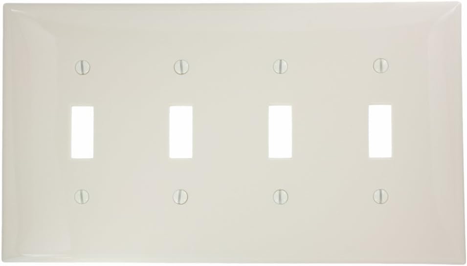 Leviton PJ4-A 4-Gang Toggle Switch Wall Plate, Midway Size Cover ...