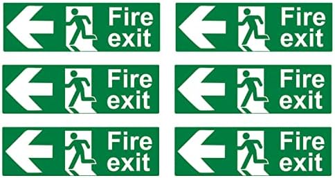 stcky Fire Exit Sign - 30cm x 10cm Ideal Sized Fire Exit Left Arrow ...