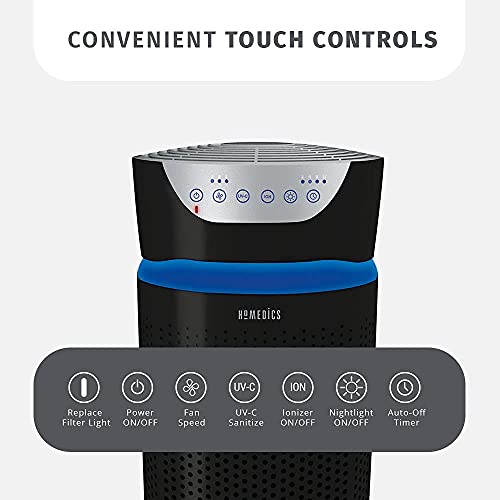 Homedics 5-in-1 UV-C Air Purifier - 360-Degree HEPA Filter for 170 Sq ...