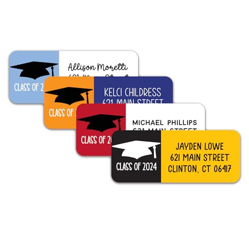 Amazon.com: Class of 2024 Graduation Address Labels, 60 Personalized ...