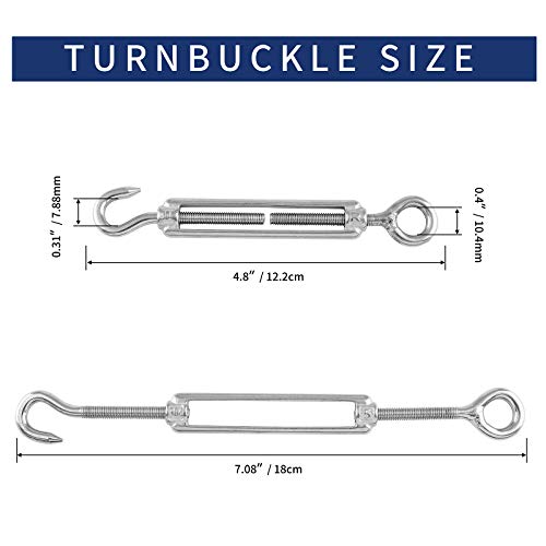 Snapklik.com : 5pcs M5 Stainless Steel 304 Hook & Eye Turnbuckles ...