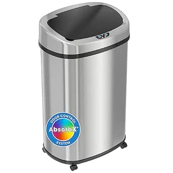 Amazon.com: iTouchless Glide 13 Gallon Sensor Trash Can with Wheels and ...