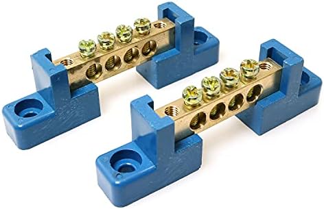 Brass Terminal Block 2 Pcs Brass Ground Bus Bar - 8 Position Terminal ...