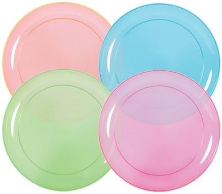 Amazon.com: Tiger Chef Neon Assorted Party Plates, 80-Pack 6-inch Hard ...