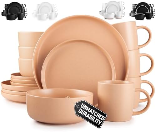 Amazon.com | Zulay Kitchen Terra Stoneware Dinnerware Set, Artisanal ...