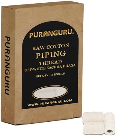 Amazon.com: PuranGuru Raw Cotton Piping Thread | 3 Spools x 50 Meters ...