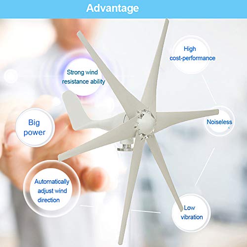 5000W 12V 24V 48 Volt 6 Nylon-Faser-Blatt Horizontal Heim Wind Turbines ...
