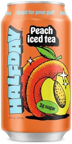 Amazon.com : Halfday Prebiotic Peach Iced Tea, 12 Fl Oz Can : Grocery ...
