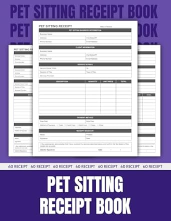 Pet Sitting Receipt Book: 60 Receipts to Streamline Pet Sitting, Dog ...
