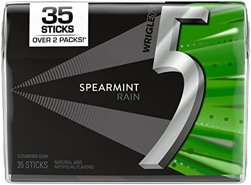 Amazon.com : 5 GUM Spearmint Rain Sugar Free Chewing Gum, 35 Stick Pack ...