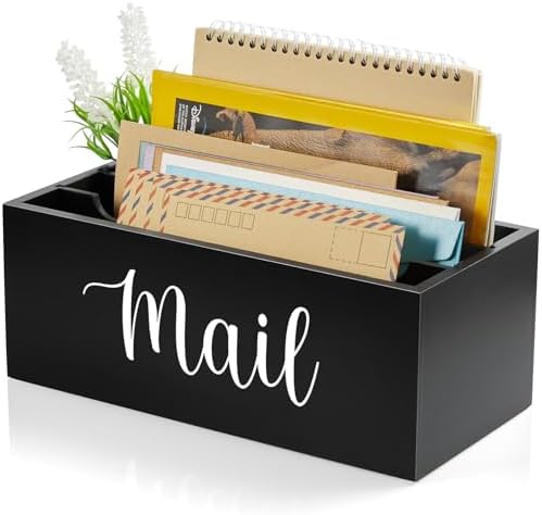 Amazon.com : DRASTAR Mail Organizer Countertop, Wooden Mail Holder with ...