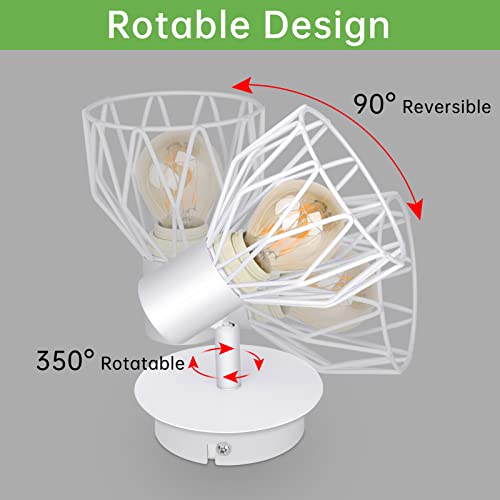 Kimjo Wall Lights E14 Adjustable, Wall Spotlights Wire Cage, Ceiling ...