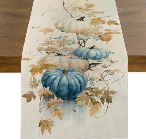 Amazon.com: AgQrDkrc Fall Table Runner,Pumpkin Maple Leaf Table Runners ...