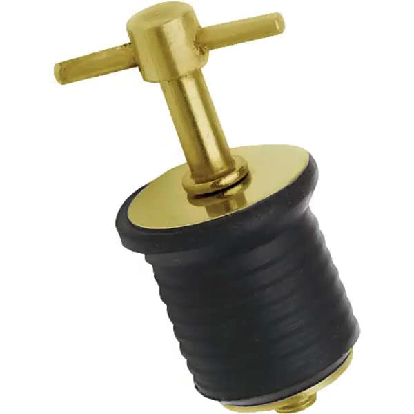 MarineNow Brass T-Handle Drain Plug 1" Diameter Choose Pack Size (2 ...