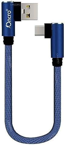 ONCRO® Blue Nylon braided 90 Degree right angle L shape USB cable Data ...