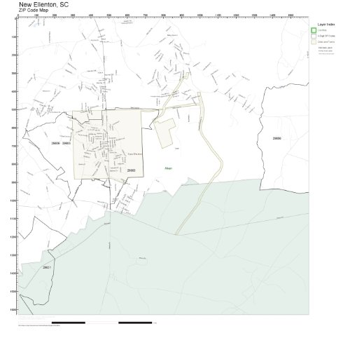 Amazon.com : ZIP Code Wall Map of New Ellenton, SC ZIP Code Map ...