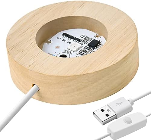 Amazon.com: OmyLens 2 Pieces 4″ Wood 5 LED Light Base 10 Color Mode ...