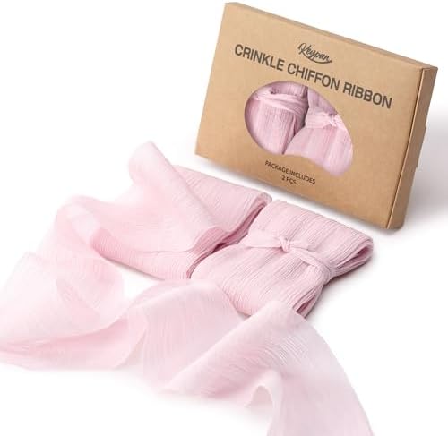 Amazon.com: Keypan Blush Pink Chiffon Crinkle Ribbon 3 inch Handmade ...