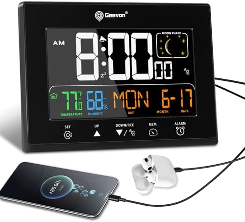Amazon.com: Sharp Atomic Desktop Clock – Auto Set Digital Alarm Clock ...