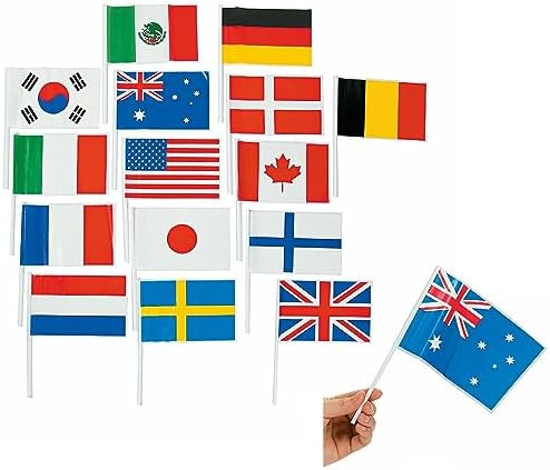 Amazon.com: 72 Flags Of All Nations Mini Flags on Plastic Stick 15 ...
