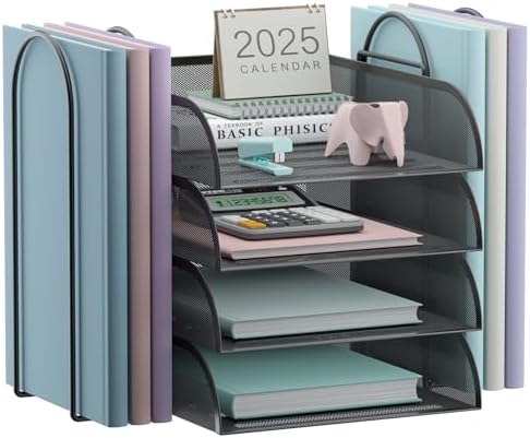 Amazon.com : Aimeaihe 4 Tier Stackable Paper Tray Organizer for Desk ...