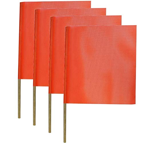 Orange Mesh 24 inch Safety Flag on 36 inch Wooden Dowel. 4 Each: Amazon ...
