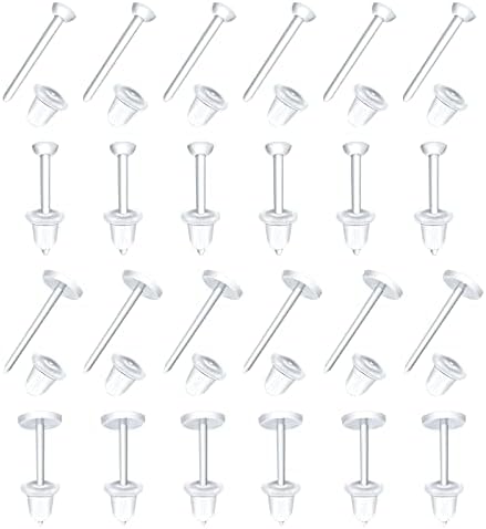 2000 PCS Clear Earring Posts and Backs, Studs, Ear Piercing Retainers ...