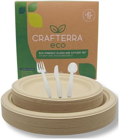 Disposable plates & cutlery Eco Friendly Tableware complete Party Set ...