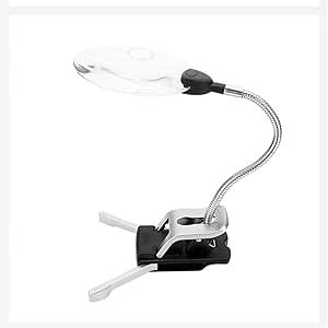 Amazon.com: 5X 10X Lighted Magnifier Clip-on Table Top Desk LED Lamp ...